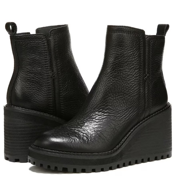 Zodiac | Shoes | New Zodiac Julie Leather Platform Wedge Bootiesblack ...